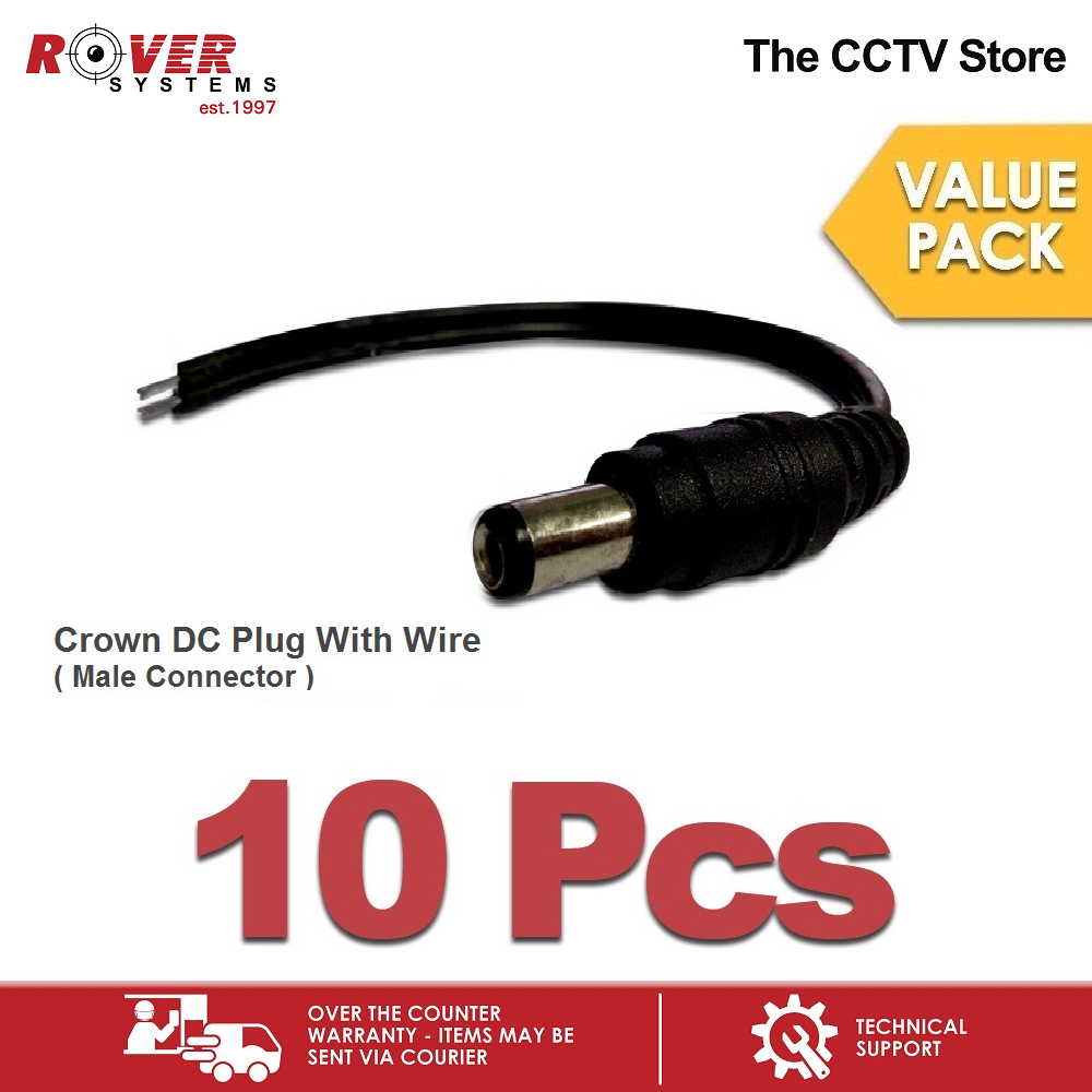 Crown DC Plug w/ Wire DC Connector for CCTV Pack of 10pcs | Lazada PH