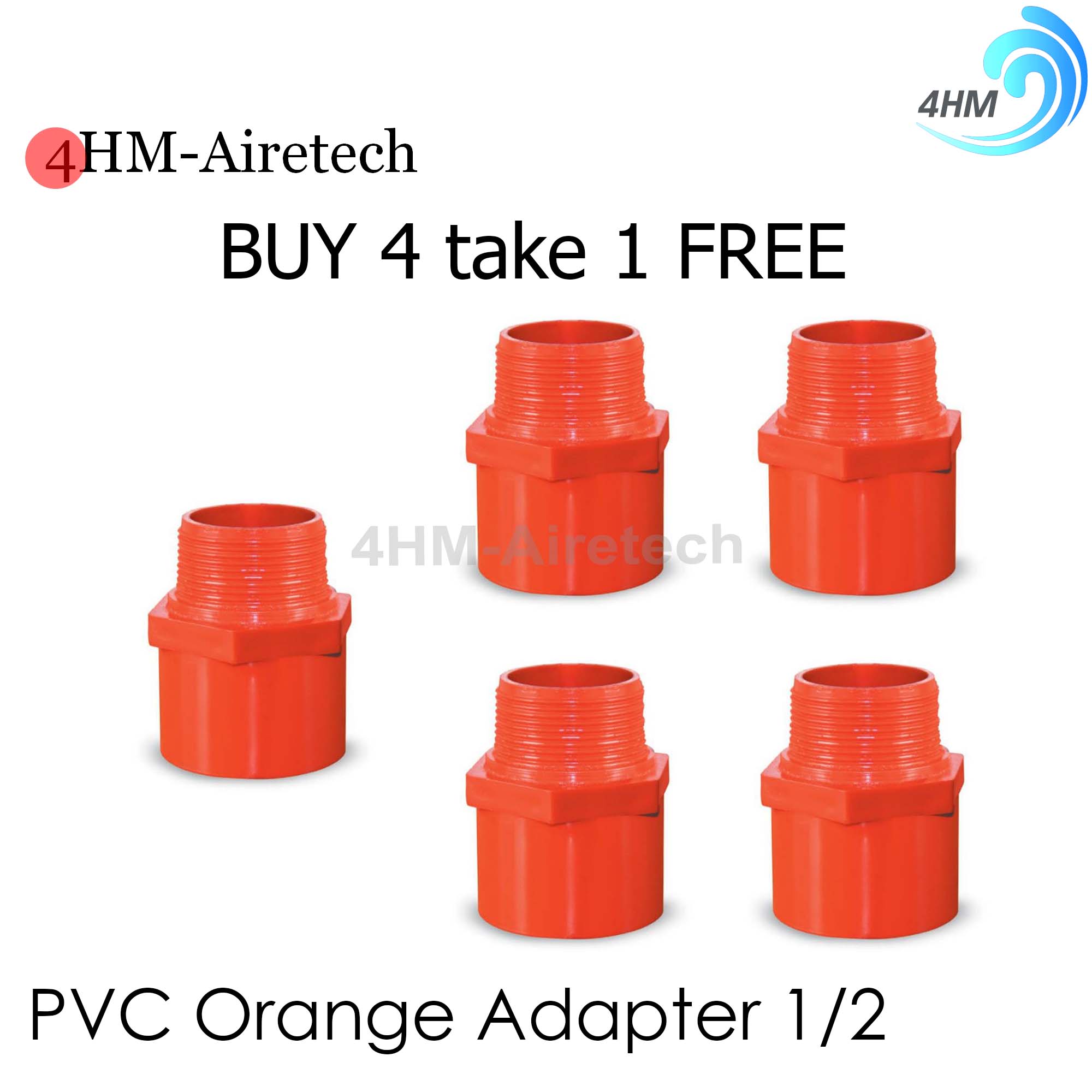 FOURHM BUY 4 Take 1 FREE 1/2" PVC Elecrical Fitting Adapter Orange ...
