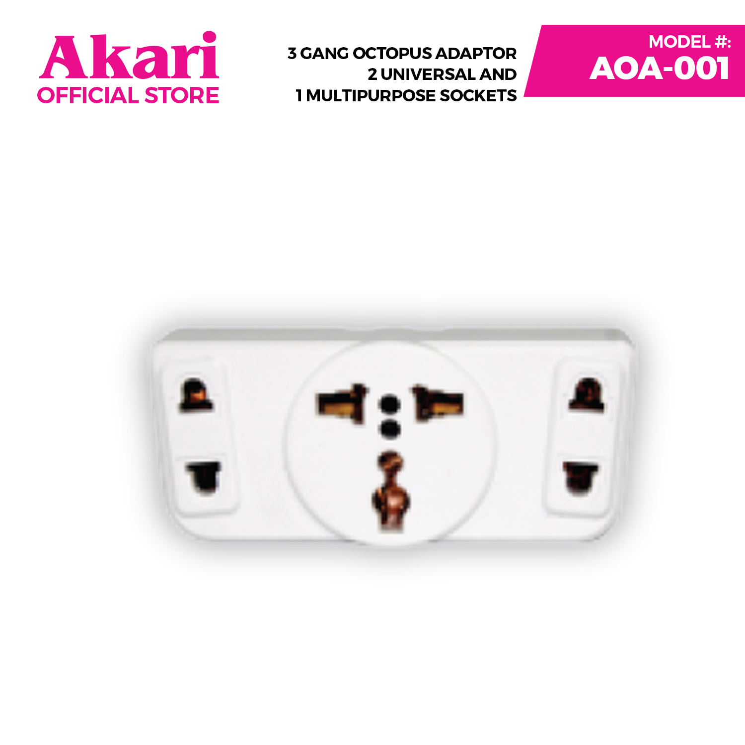 Akari 3 Gang Octopus Adaptor 2 Universal and 1 Multipurpose Sockets (AOA-001) | Lazada PH