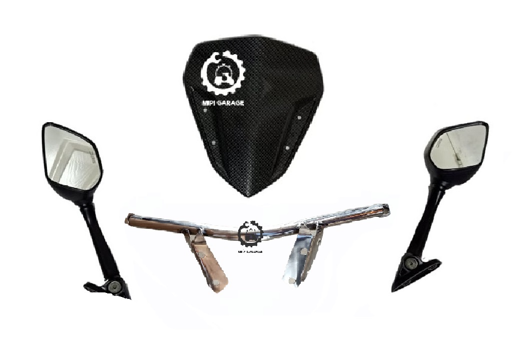 Stainless Heavy Duty Bracket + Side Mirror + Visor (3in1) - HONDA CLICK ...