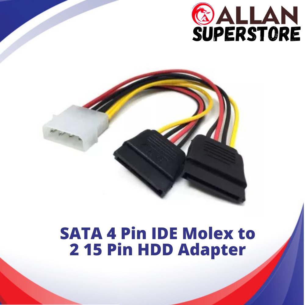 Allan Superstore SATA 4 Pin IDE Molex to 2 15 Pin HDD Adapter | Lazada PH