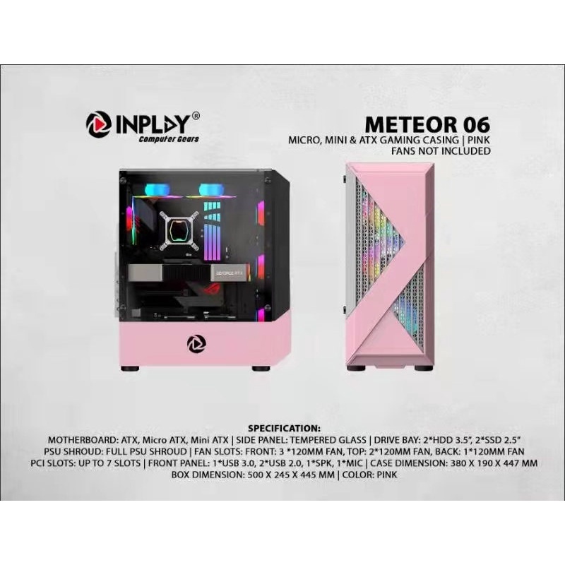 Philippines ready stock Inplay Meteor 03 black/white MATX/ATX case PC ...