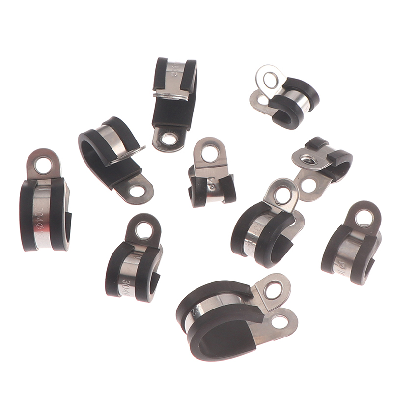 Jay 2pcs 304 Stainless Steel Rubber Lined P Clips Cable Mounting Hose ...