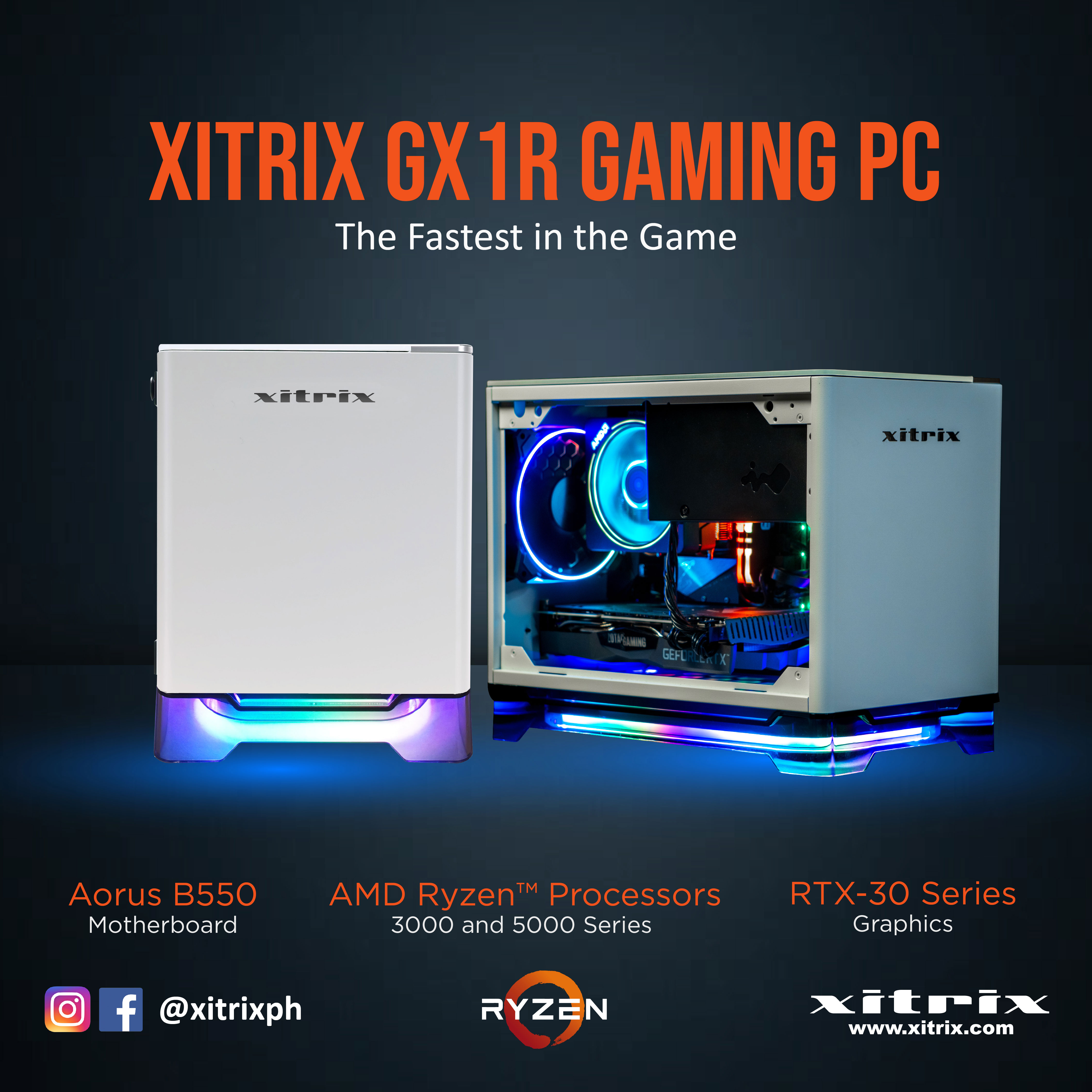 Xitrix GX1R AMD Ryzen 7 ITX Gaming PC ( R7-5700X Processor, GTX/RTX GPU ...
