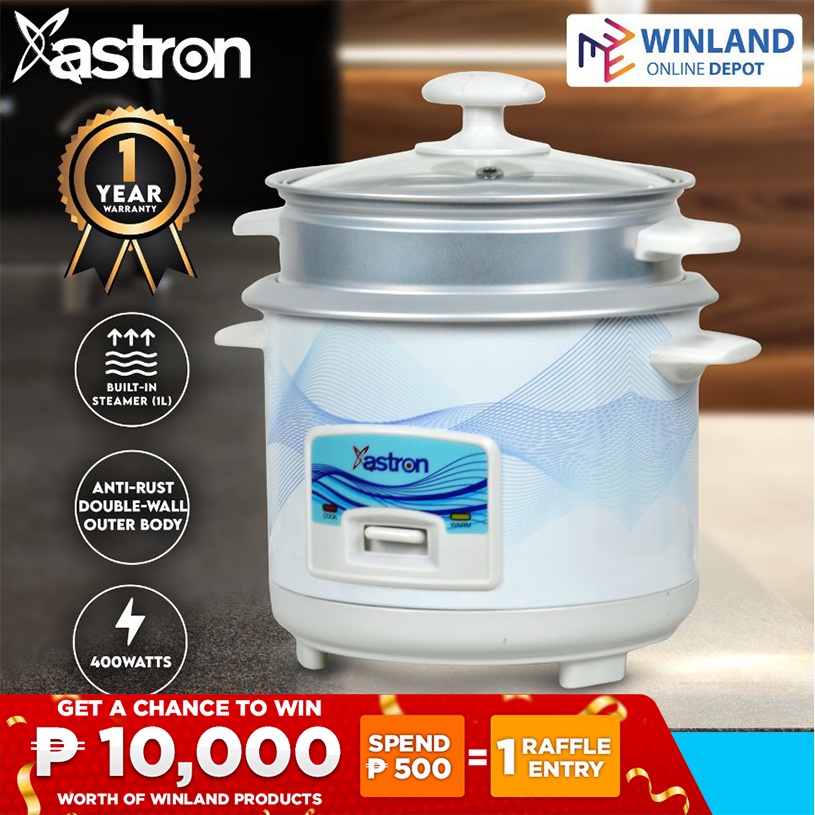 ASTRON Original Glass Rice Cooker with Steamer 1.0L *WINLAND* | Lazada PH