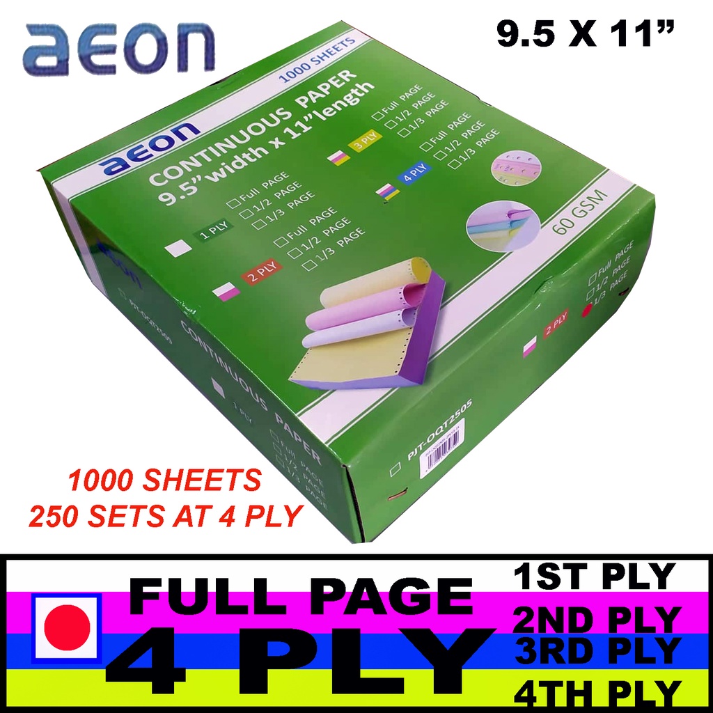 [MillionPesosDream] AEON 4Ply Carbonless Continuous Form Paper | Lazada PH