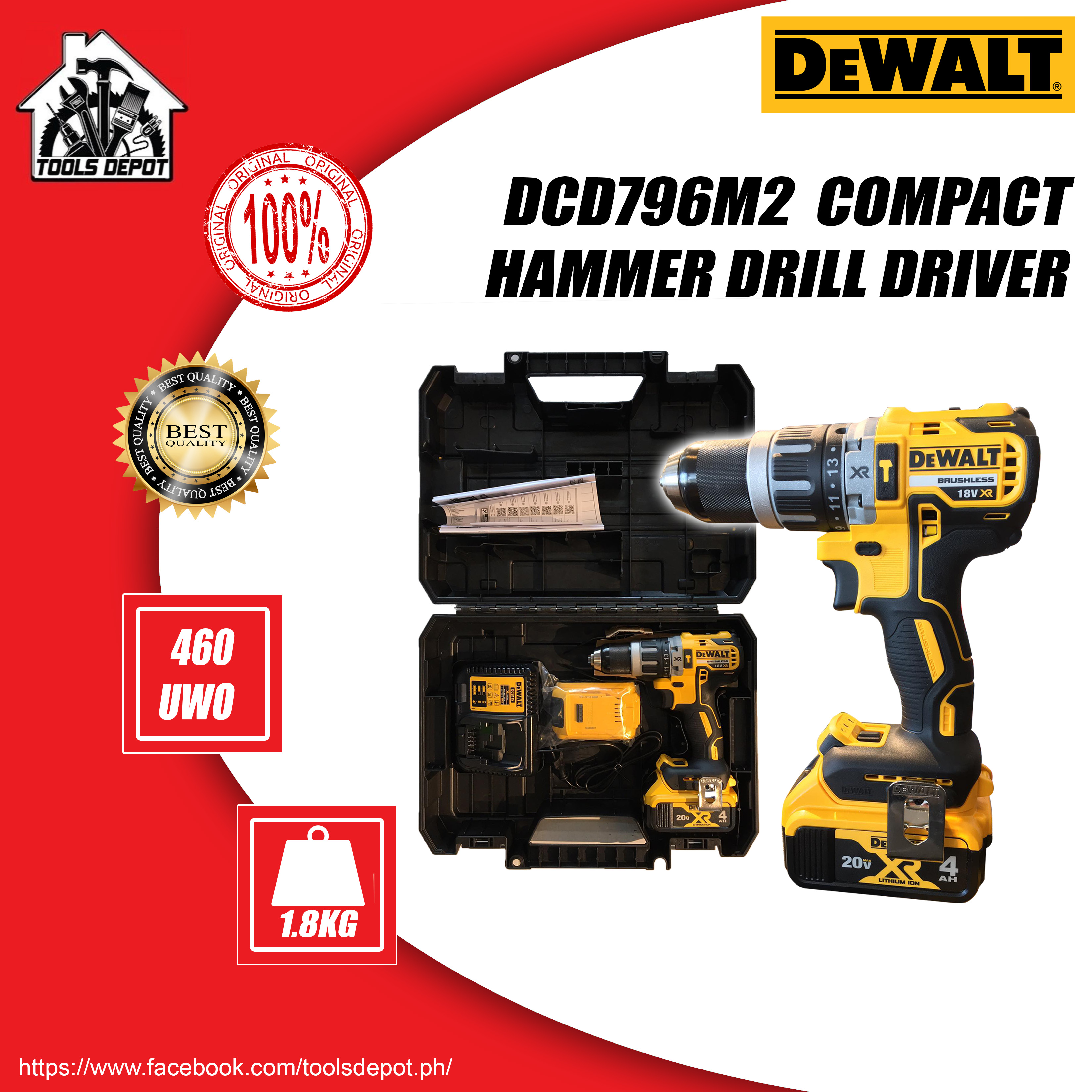 DEWALT 18V Cordless Impact Drill/Driver Li-ion XR (Brushless Motor ...