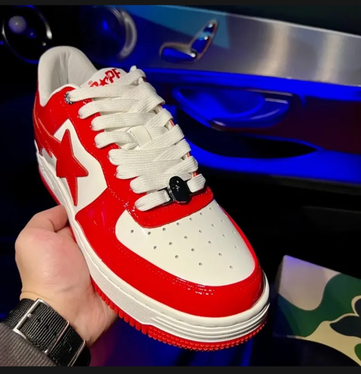 Bapesta star ape pure original patent leather casual classic trendy ...