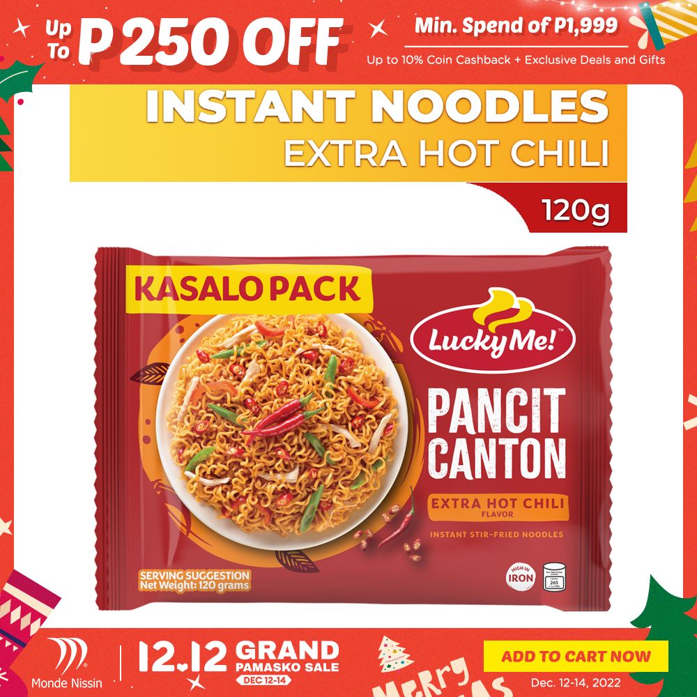 Lucky Me! Pancit Canton Instant Noodles Extra Hot Chili Kasalo Pack ...
