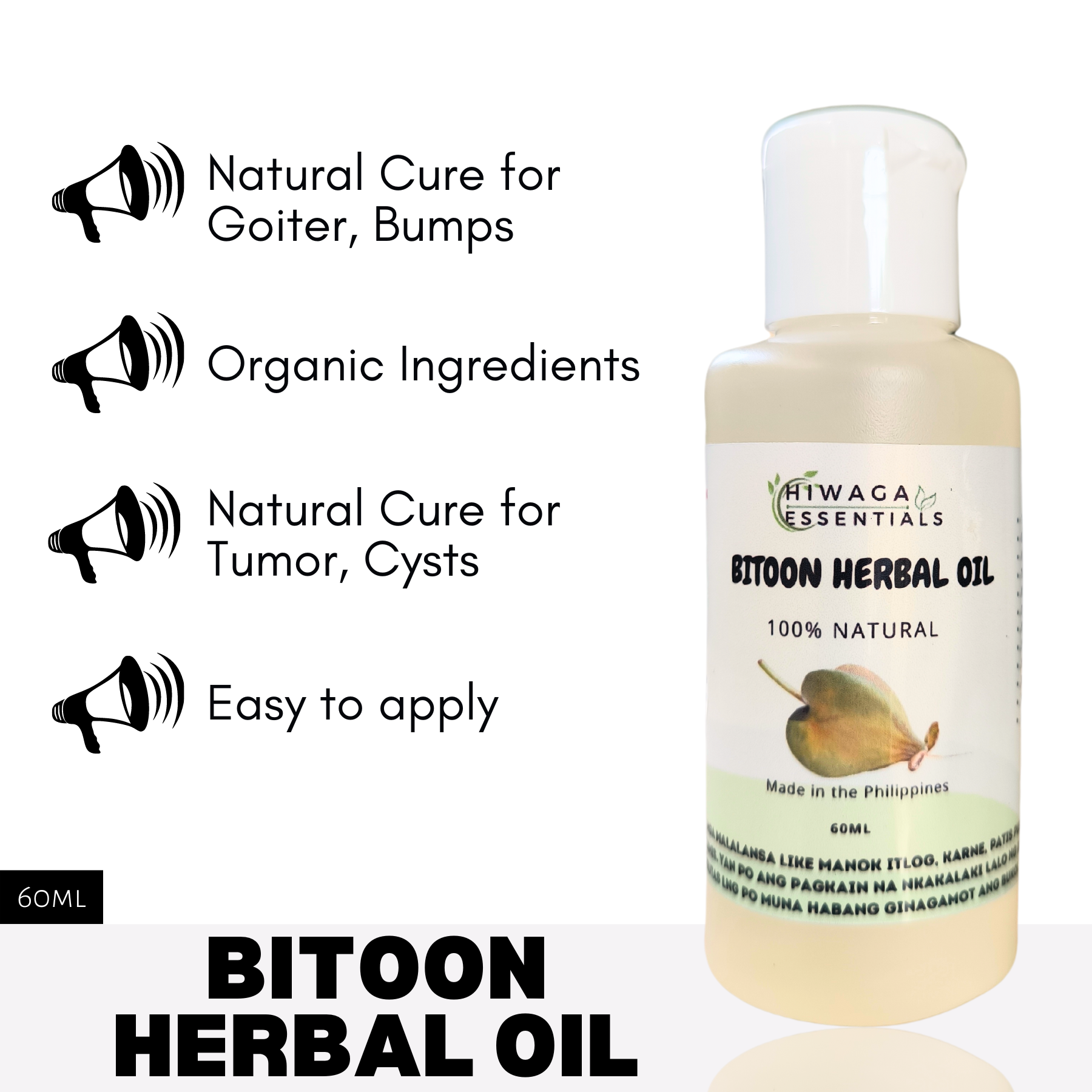 Hiwaga | Original Bitoon Herbal Oil 60ml for Goiter Cysts at ibat ibang ...