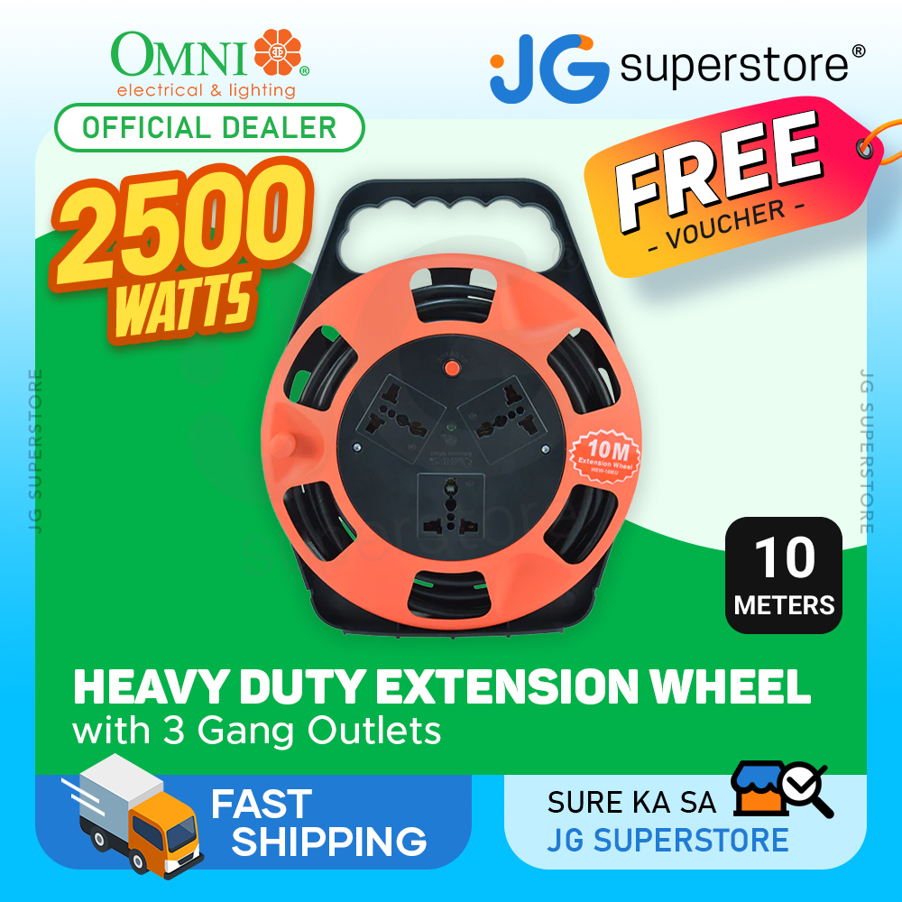 OMNI Heavy Duty Extension Wheel - 10m, 15m 2500W 10A 220V with 3 Gang ...