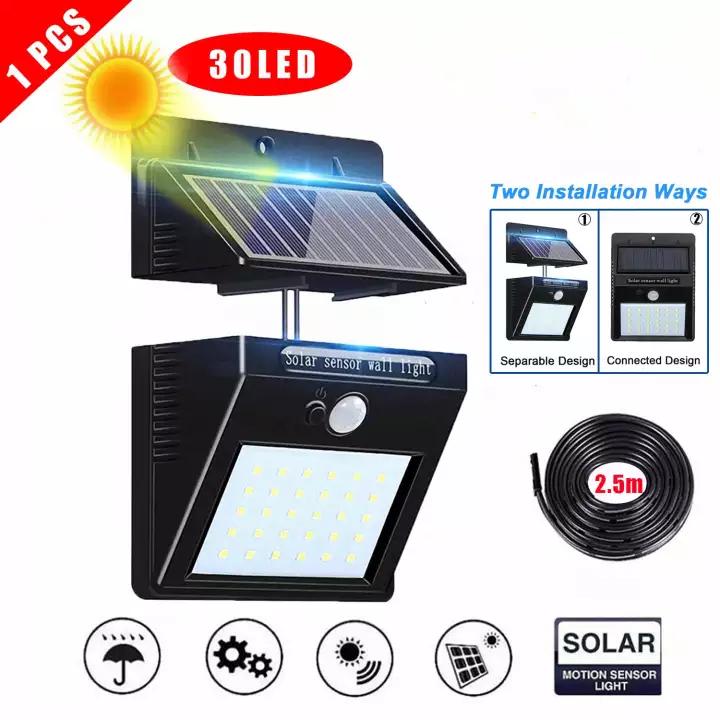 30 LED Outdoor Lighting Sensor Solar Wall light with Separable Solar ...