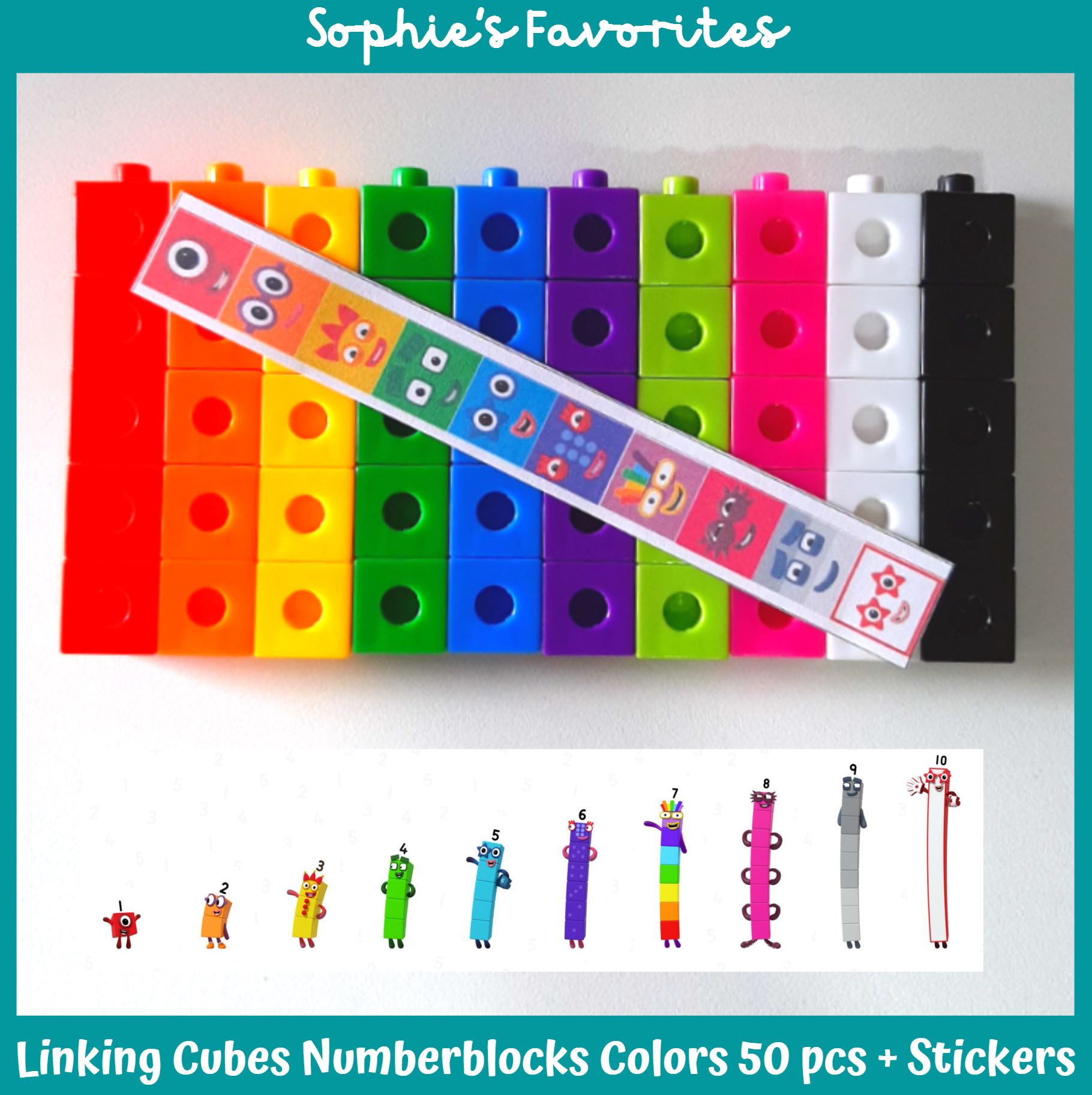 50 pcs Numberblocks Cubes Linking Cubes Link Cubes Snap Cubes Cube ...