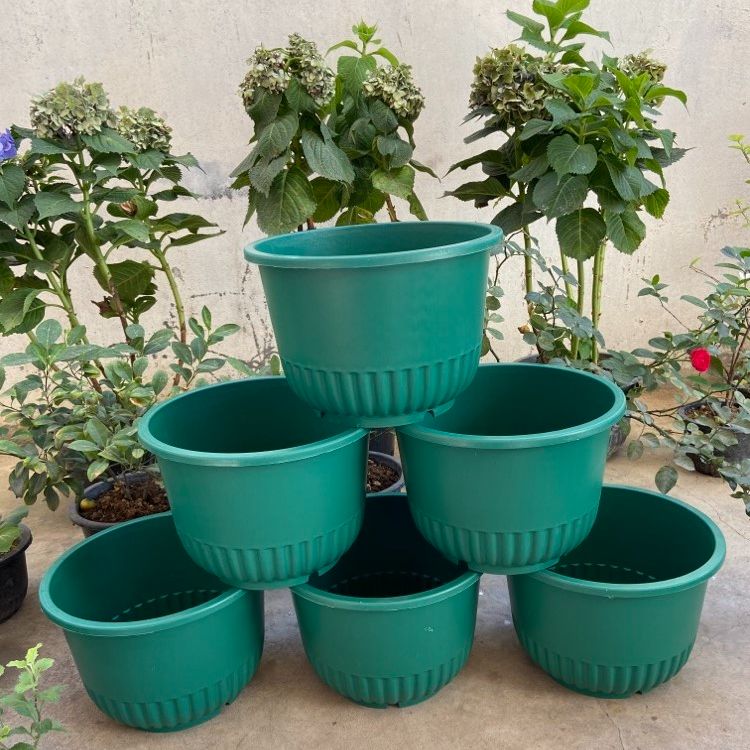 FAMILIFE 6pcs (Half Dozen) 11" x7" Big Colored Round Pots Durable ...