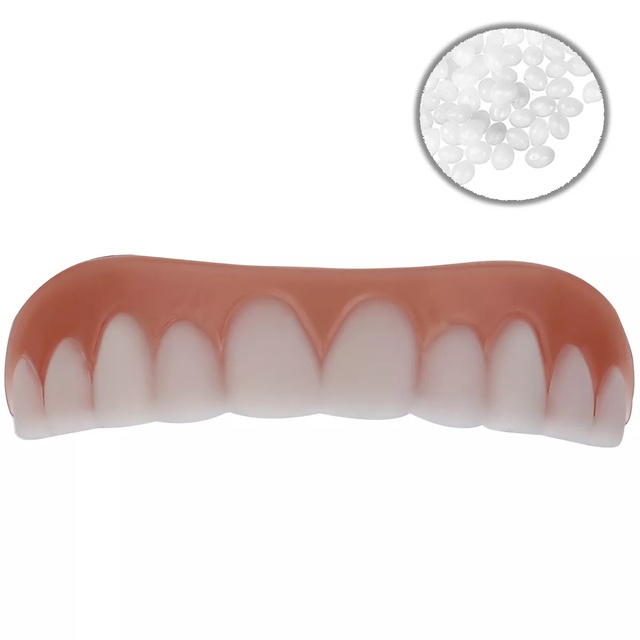 Silicone Upper/Lower False Teeth Perfect Laugh Veneers Dentures Paste ...