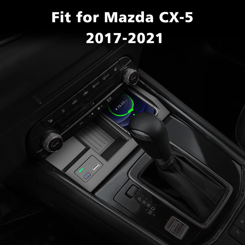 Wireless Car Charger, Center Console Phone Charging Pad with USB Port ...