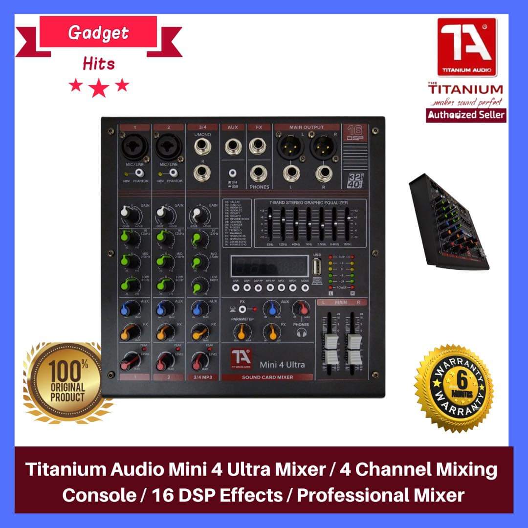 Titanium Audio Mini 4 Ultra Mixer / 4 Channel Mixing Console / 16 DSP ...