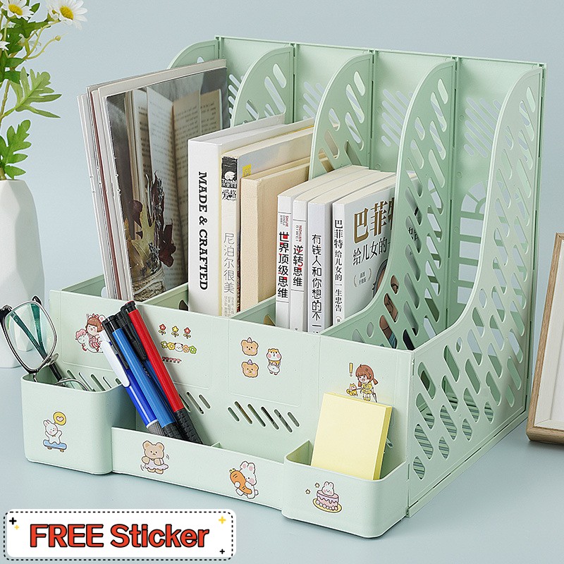 4 layer+pen holder plastic file rack / desktop storage file bar / file ...