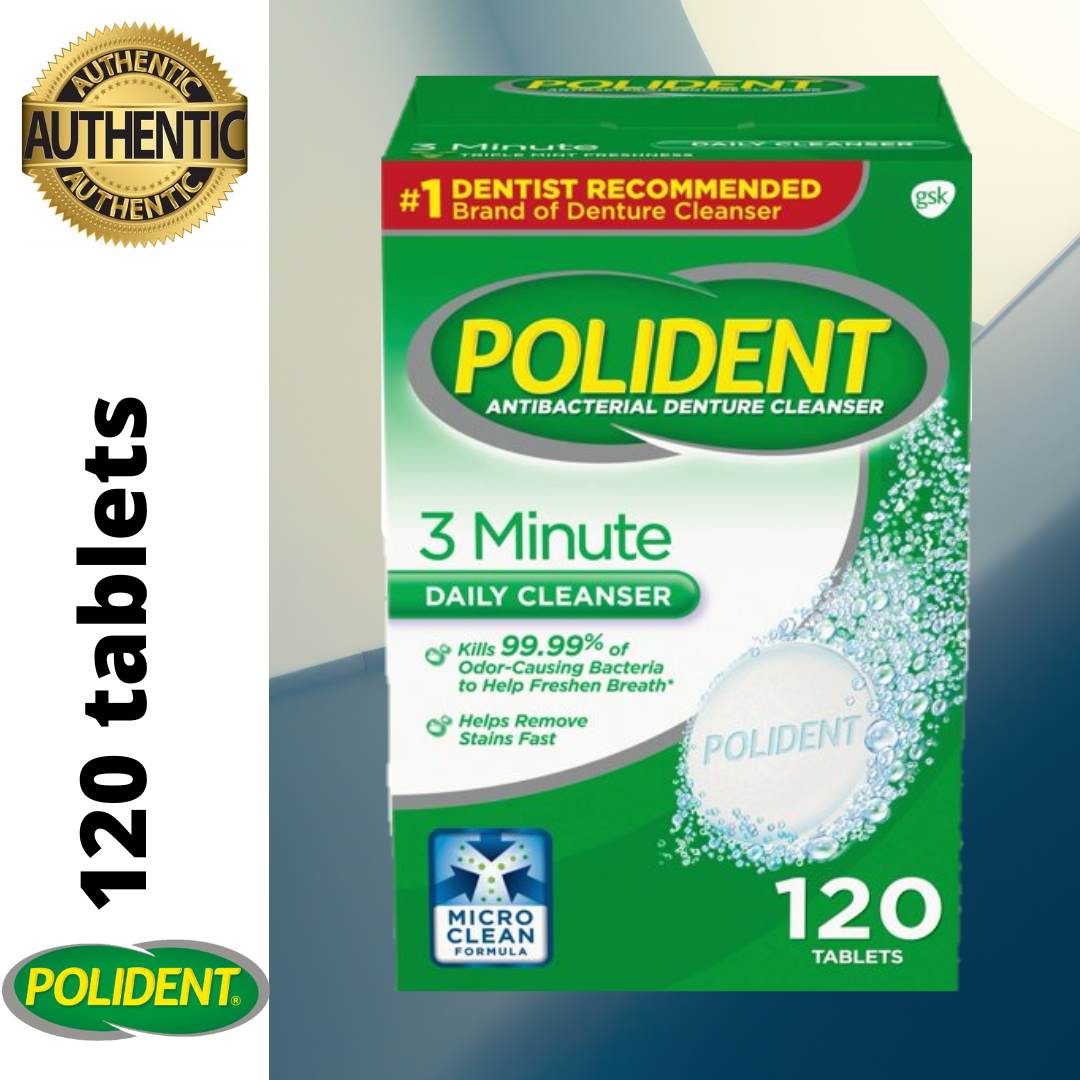 POLIDENT 3 MINUTE ANTI-BACTERIAL DENTURE CLEANSER 120 TABLETS | Lazada PH