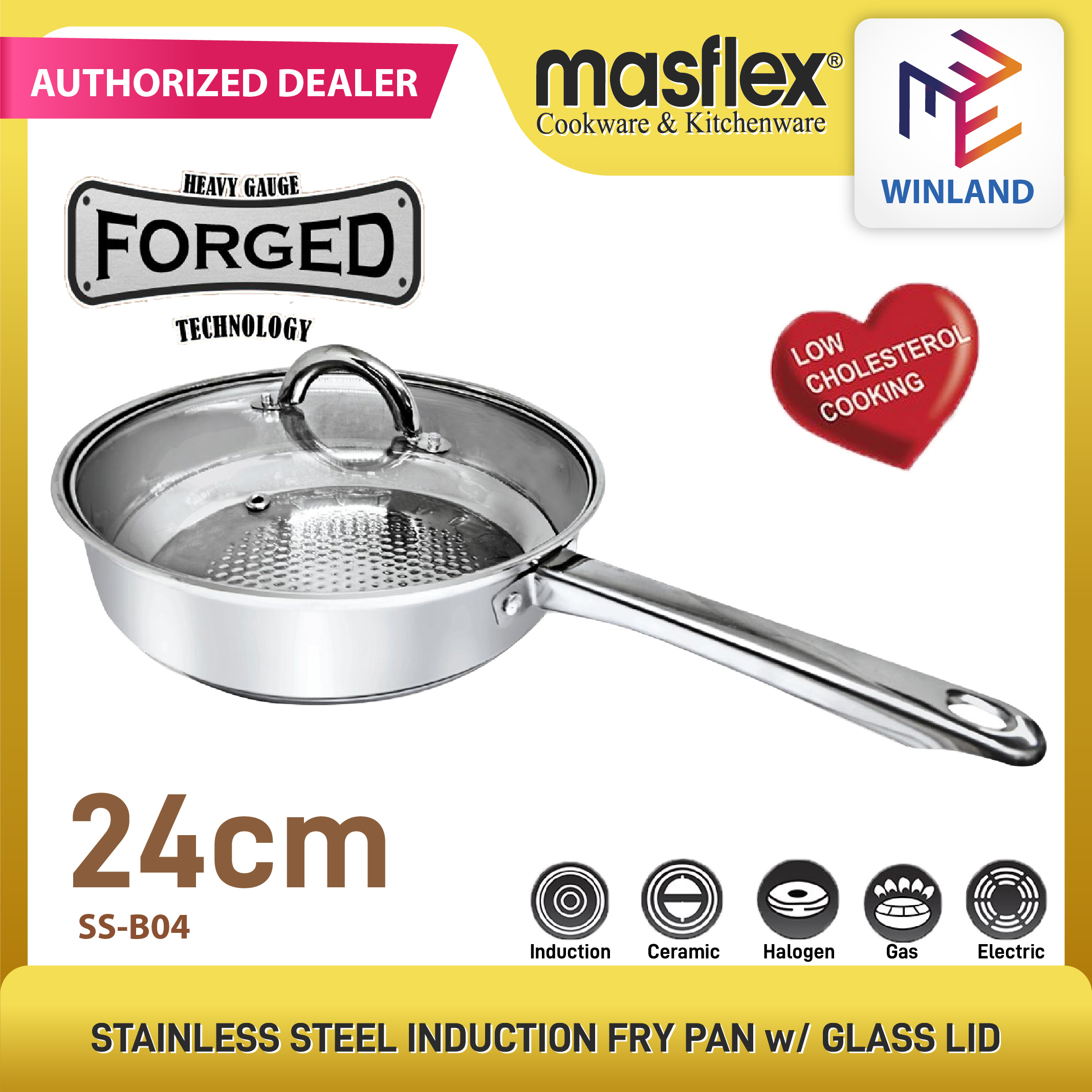 Masflex by Winland 24cm Premium Stainless Steel Induction Fry Pan w ...