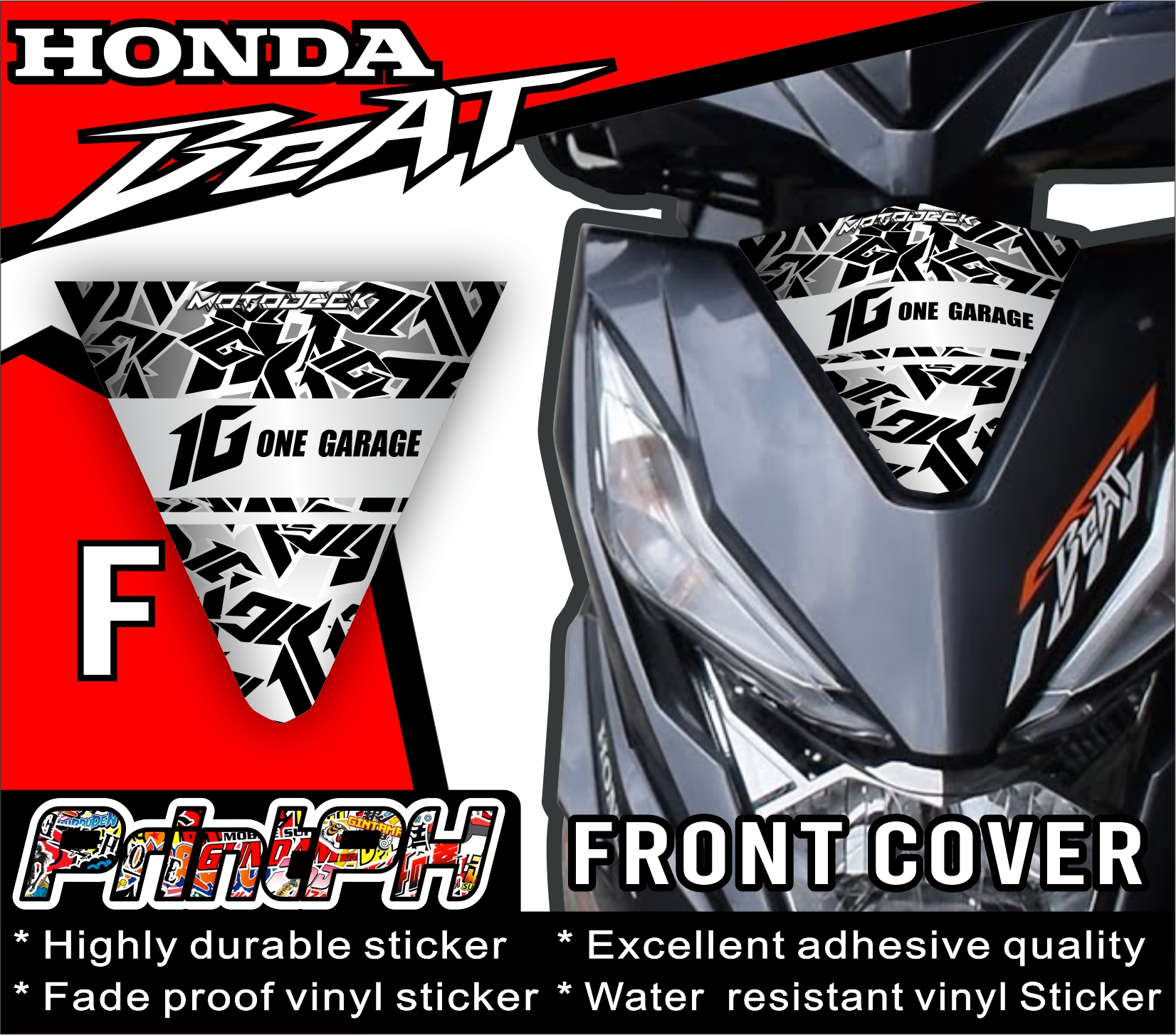 Honda Beat 1G Design Printed Front Cover Decals Sticker | Lazada PH