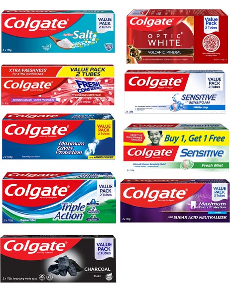 COLGATE TWIN PACK MULTIPLE VARIANT and Size Fresh Charcoal Salt Optic ...