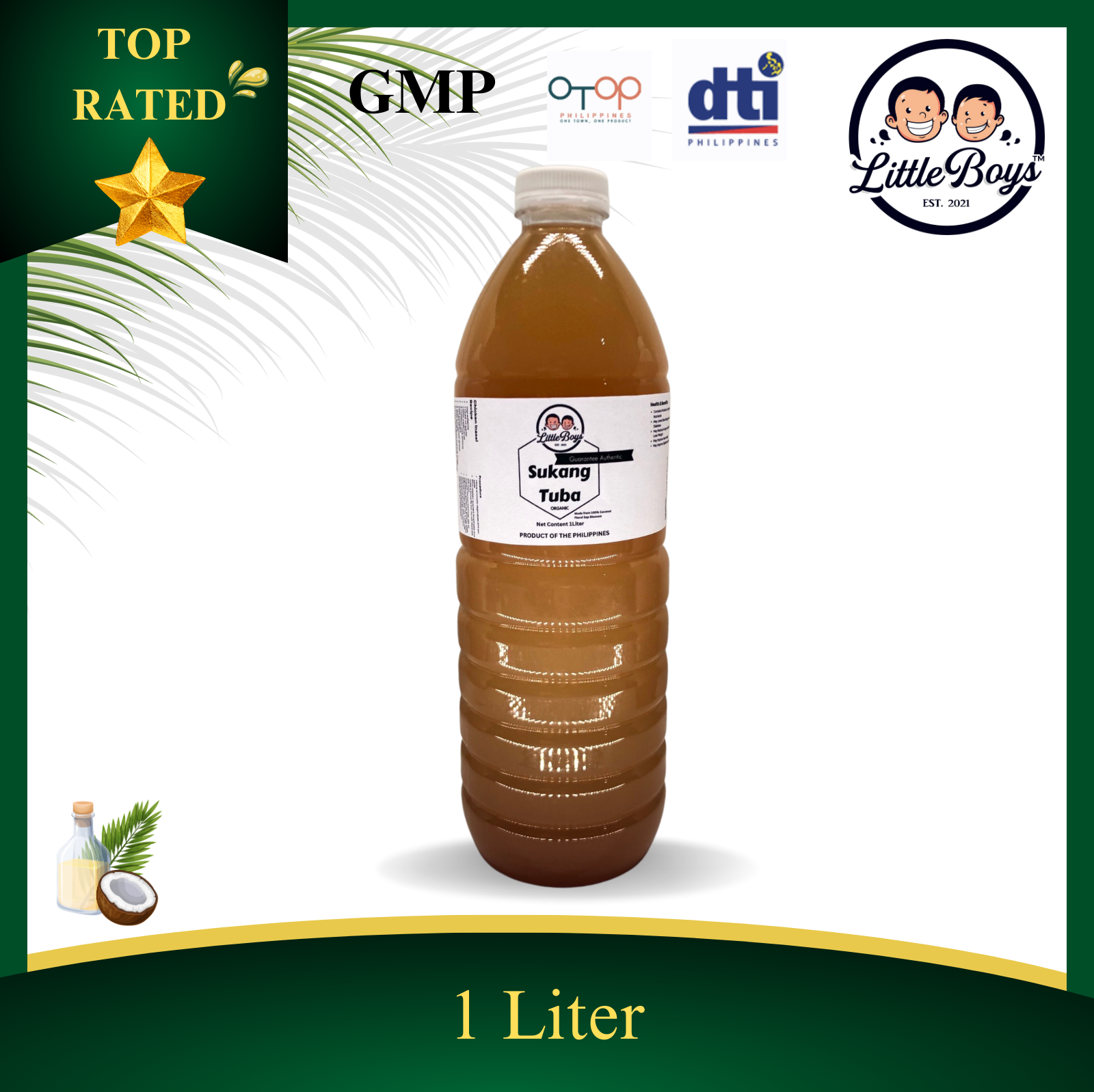 1L | Sukang Tuba | Coconut Sap Vinegar | CHEMICAL FREE | Made from 100% ...