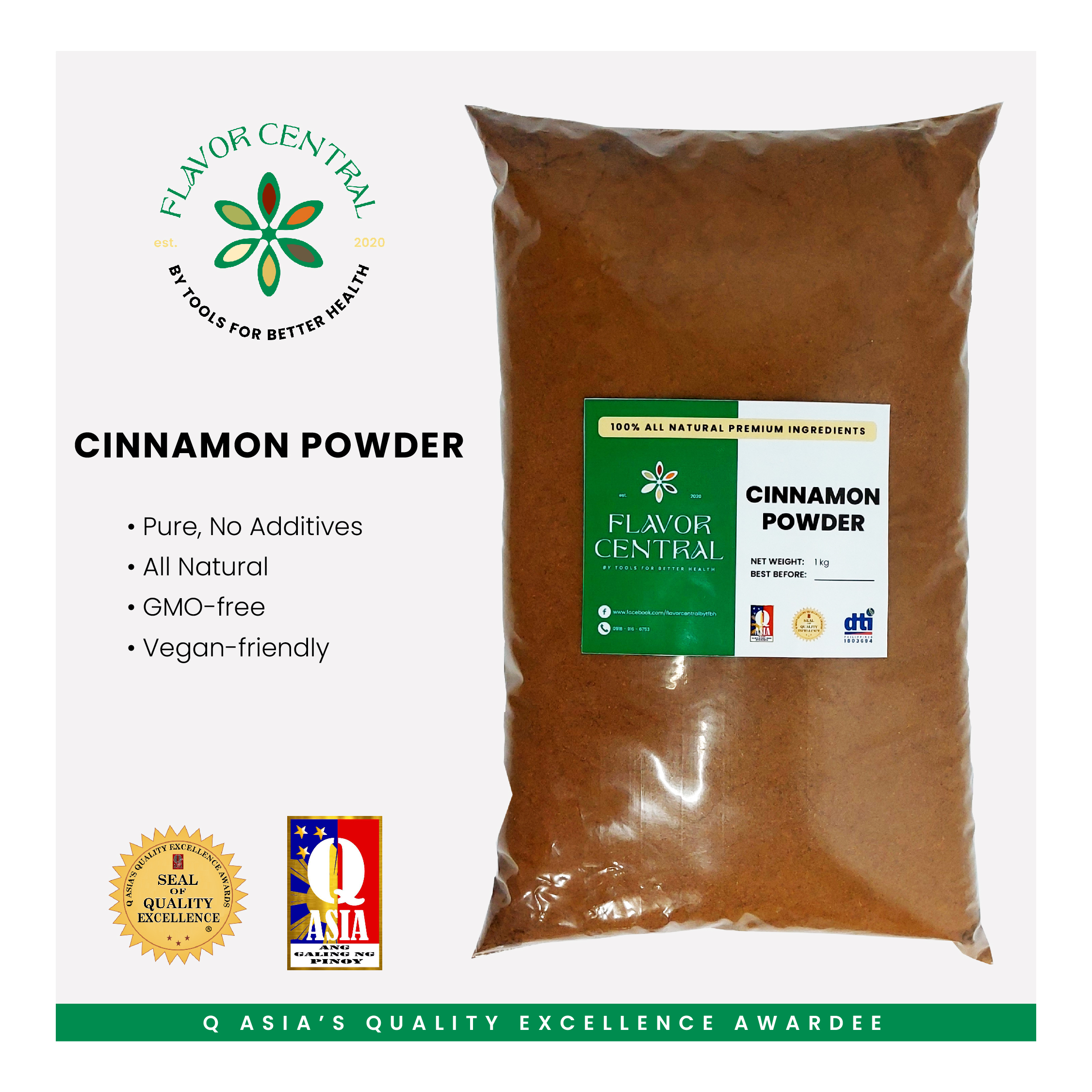 Flavor Central Cinnamon Powder 1KG Premium Pure Natural Vegan Halal ...