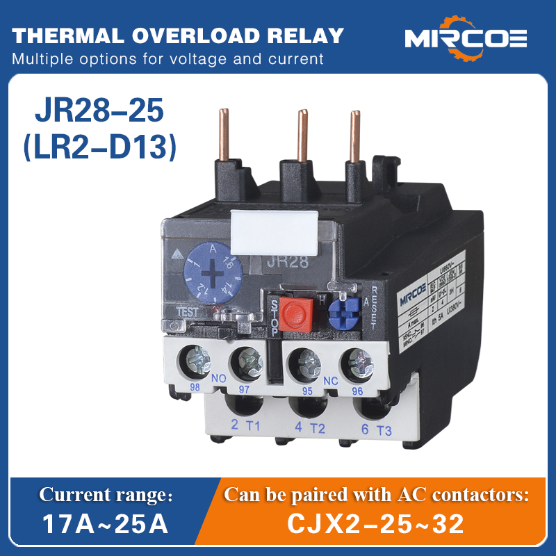 Thermal overload relay JR28(LR2-D) for magnetic contactor CJX2(LC1-D) with LR2-D13(1-1.6A) (2.5 ...