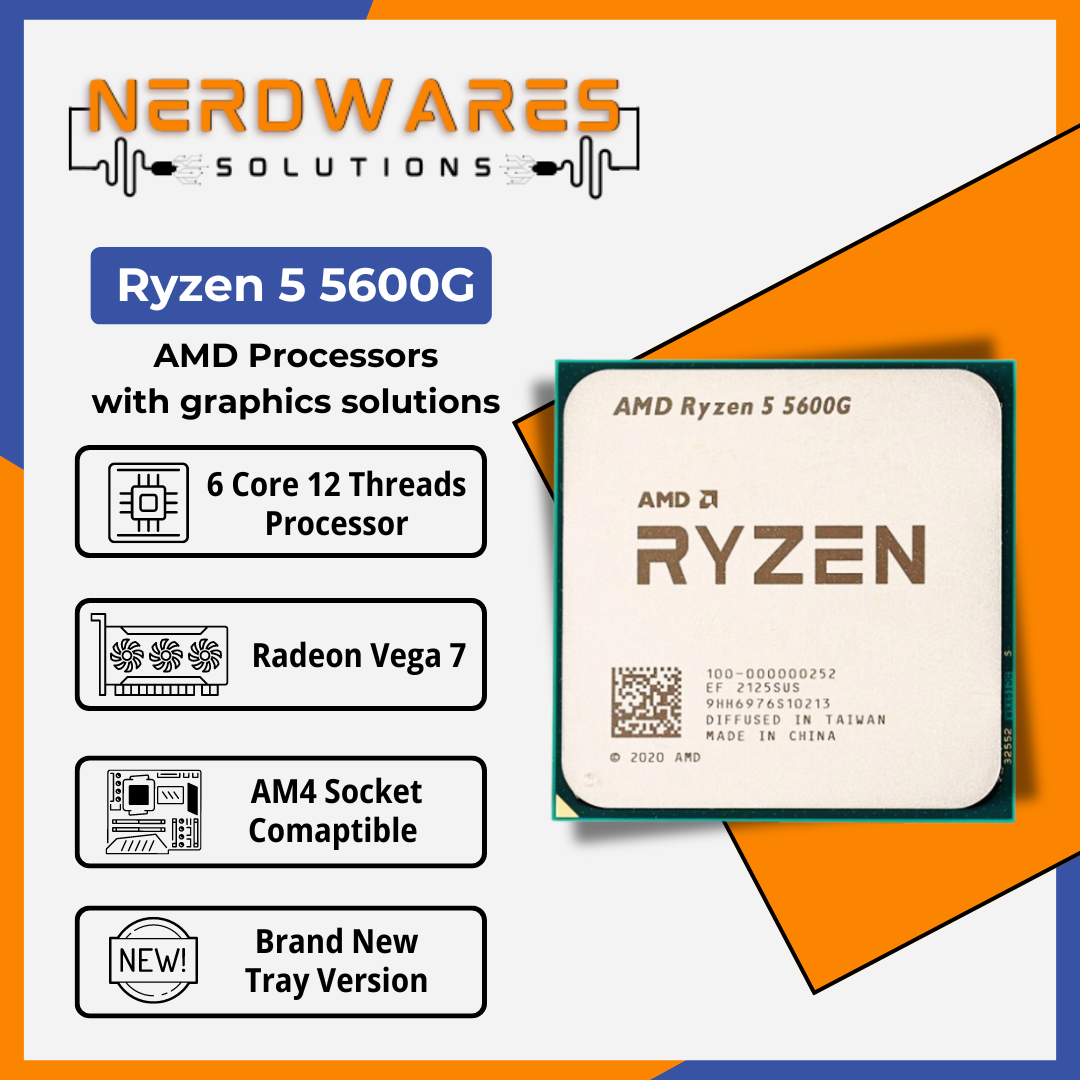 NerdWares Solutions AMD Ryzen 5 5600G 6 Cores 12 Threads with Radeon Vega Graphics Gaming ...