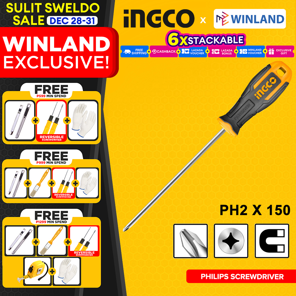 INGCO by Winland Industrial Phillip Screwdriver Round Shank PH2 x 150mm ...