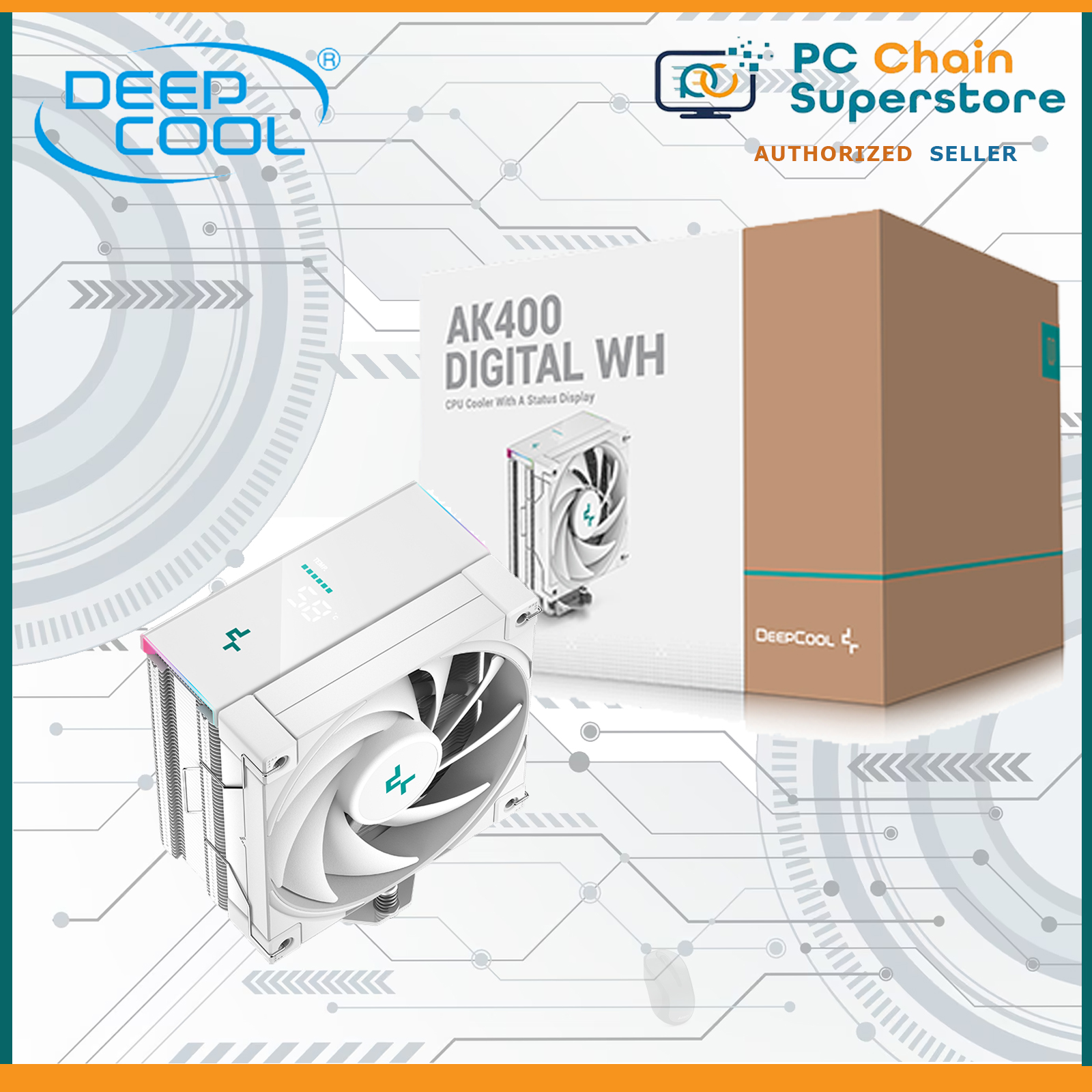 Deepcool AK400 Digital ARGB Air CPU Cooler w/ Real-Time Temperature ...