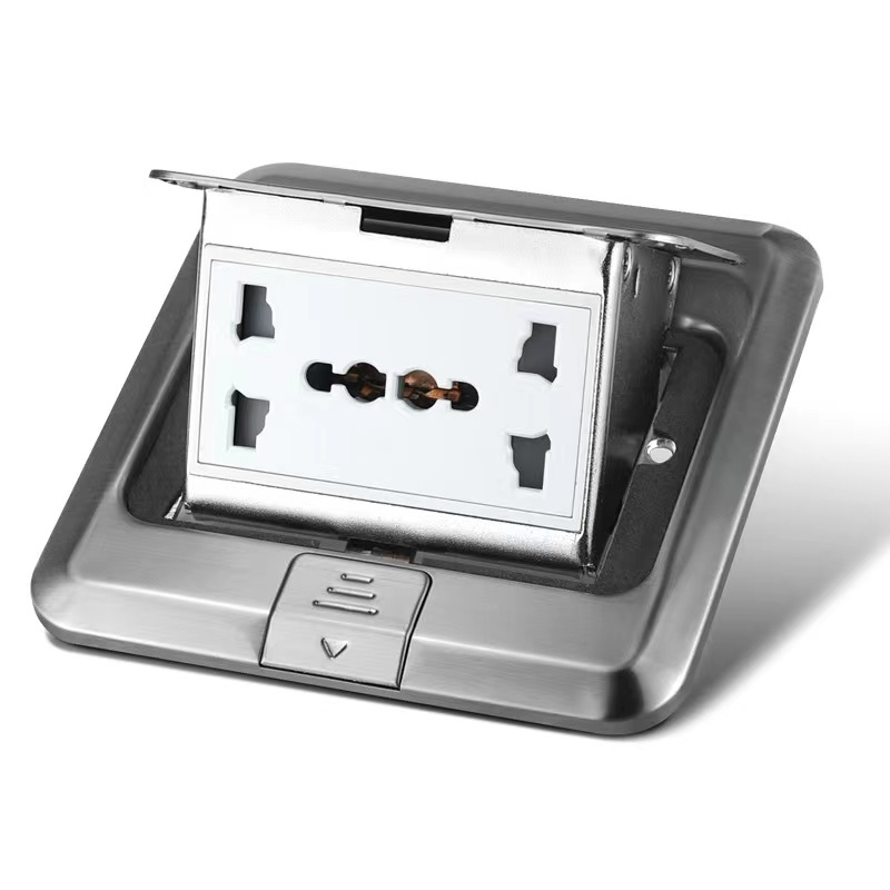 All copper and gold slow pop-up floor socket 10A，220V universal power ...