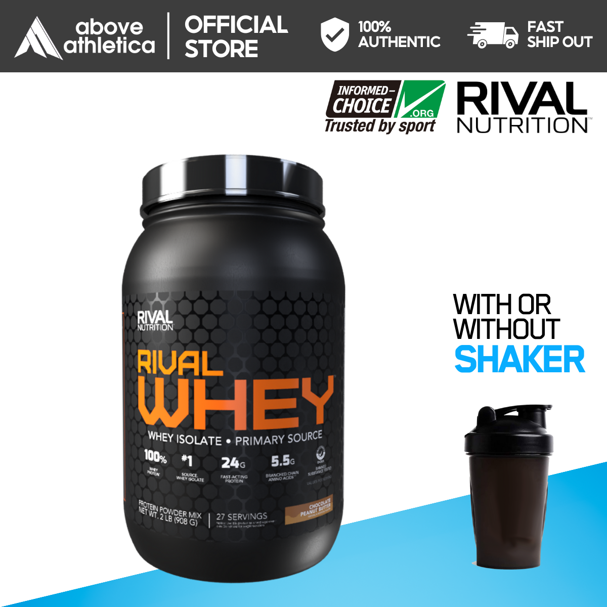 RIVALUS Rival Whey Protein Powder 2lbs - Cleanest Protein, Athlete's ...