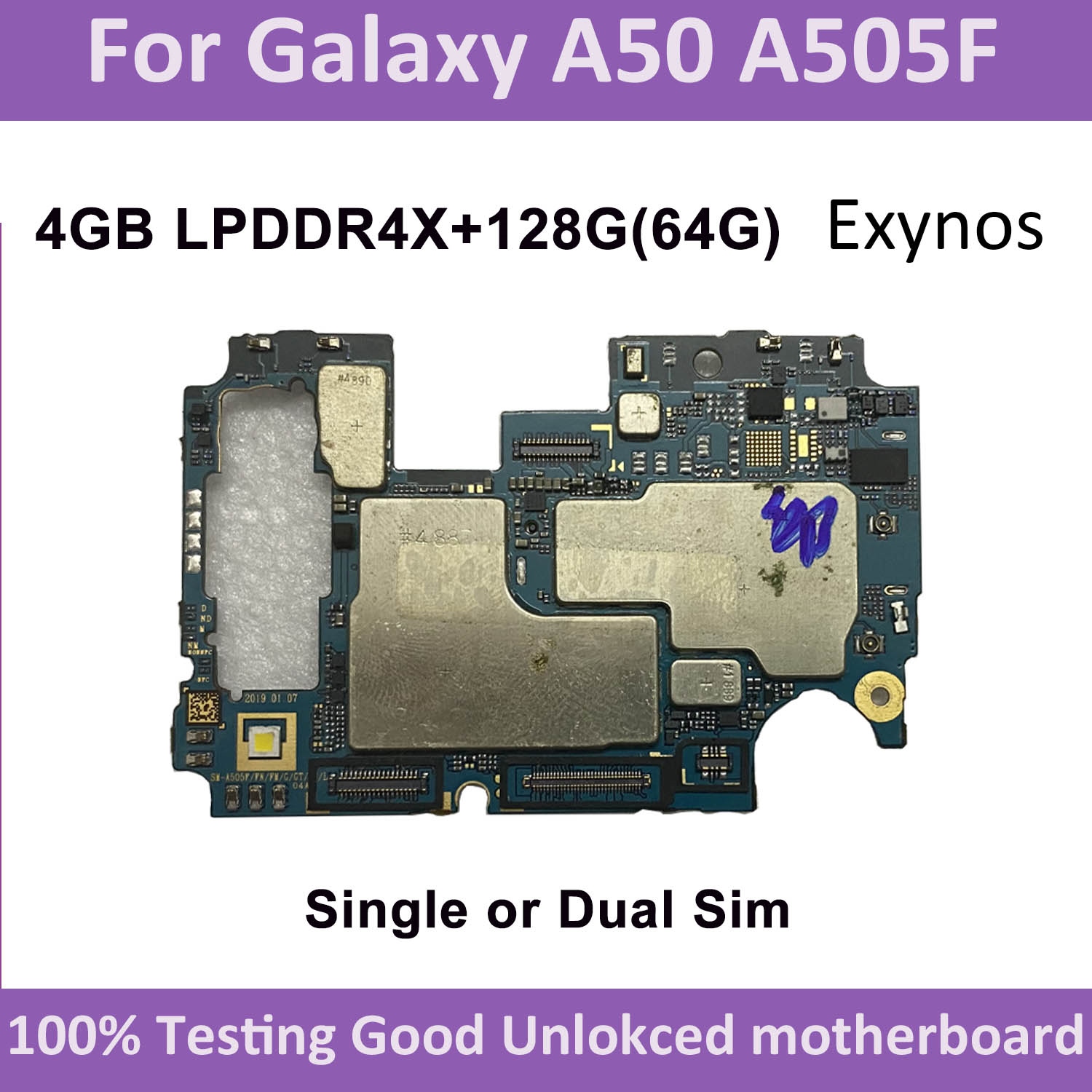 Testing Good Original Motherboard For Samsung Galaxy A50 A505F A505F/DS ...