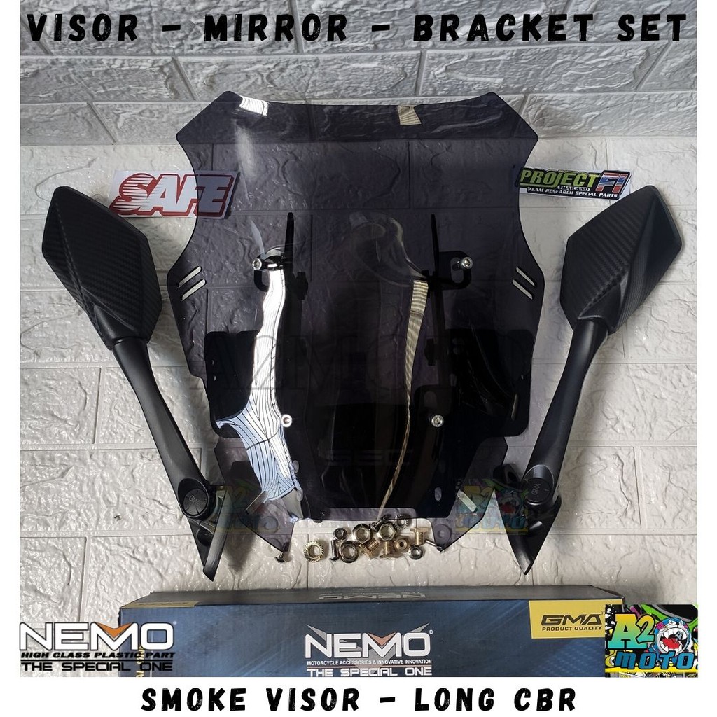 NMAX V2 VISOR Side MIRROR BRACKET SET w CLEAR SMOKE WINDSHIELD | Lazada PH