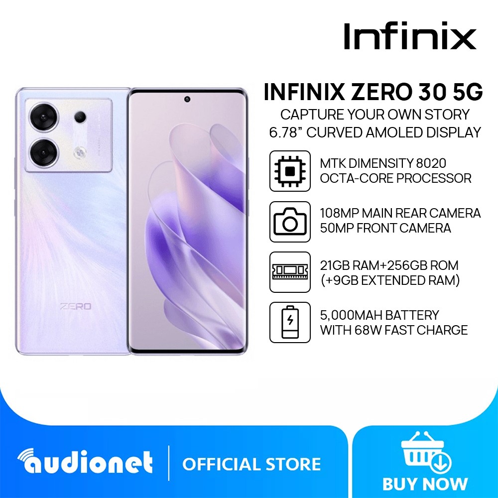 Infinix Zero 30 5G Smartphone | 21GB (12+9GB Extended) RAM + 256GB ROM ...
