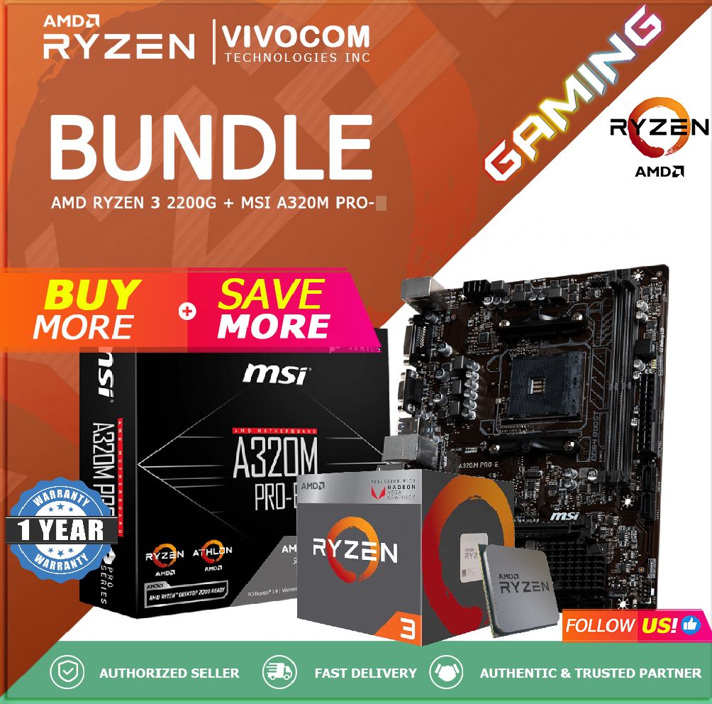 AMD RYZEN 3 3200G W/ VEGA GRAPHICS PROCESSOR With Bundle MSI A320M PRO ...