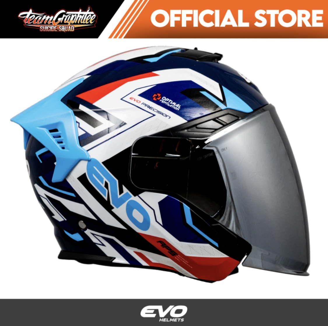 EVO RX-7 ALPHA GLOSS BLUE HALF FACE DUAL VISOR WITH FREE CLEAR LENS ...
