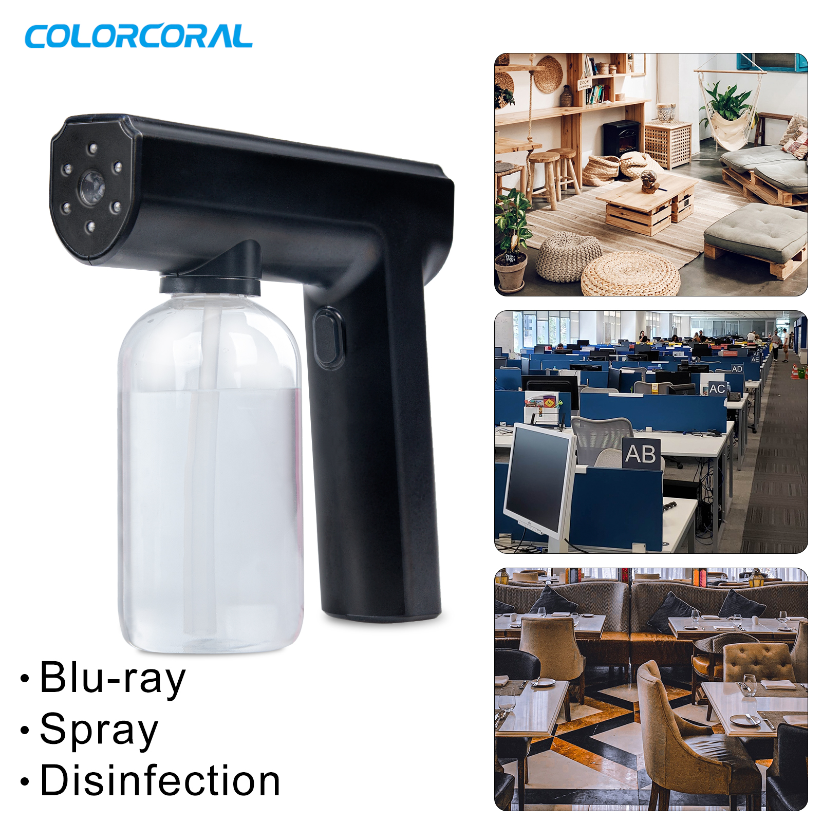 ColorCoral Nano Spray Gun Blue Ray Disinfection Fog Machine Wireless ...