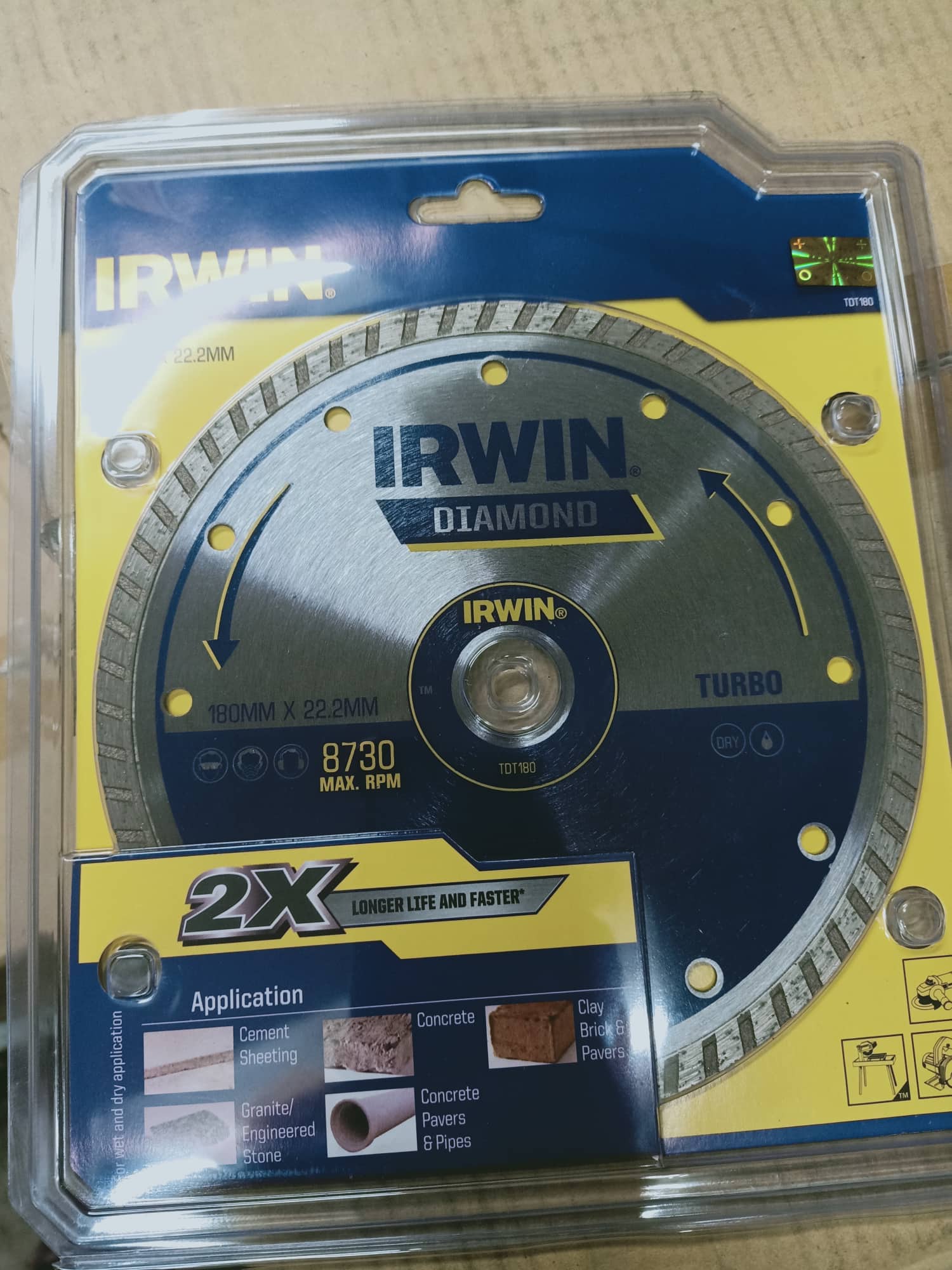 IRWIN DIAMOND CUTTING WHEEL GENUINE TURBO (WET&DRY) CUTTING BLADE HAS ...
