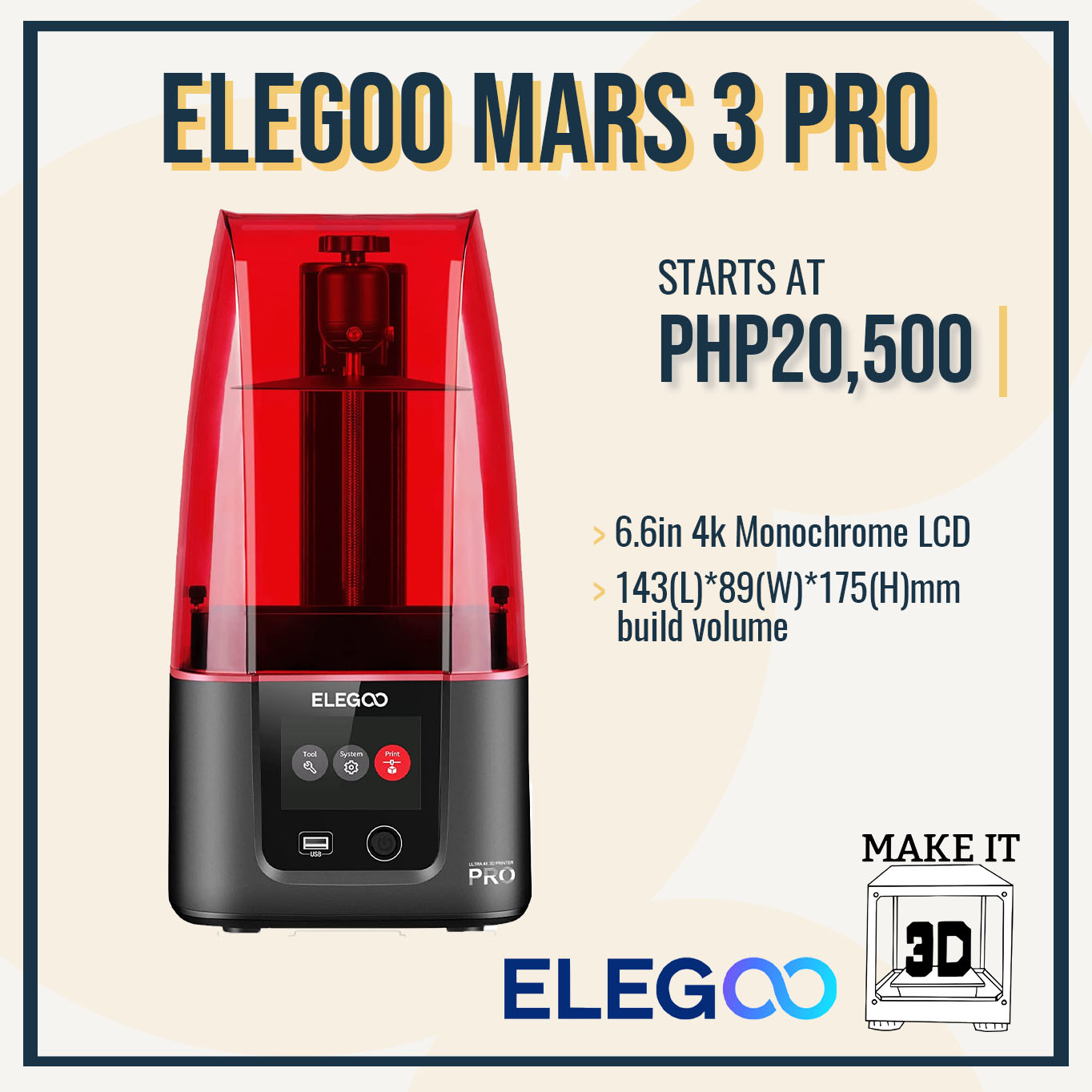 Elegoo Mars 3 Pro 4k Fast mSLA Resin 3D Printer | Lazada PH