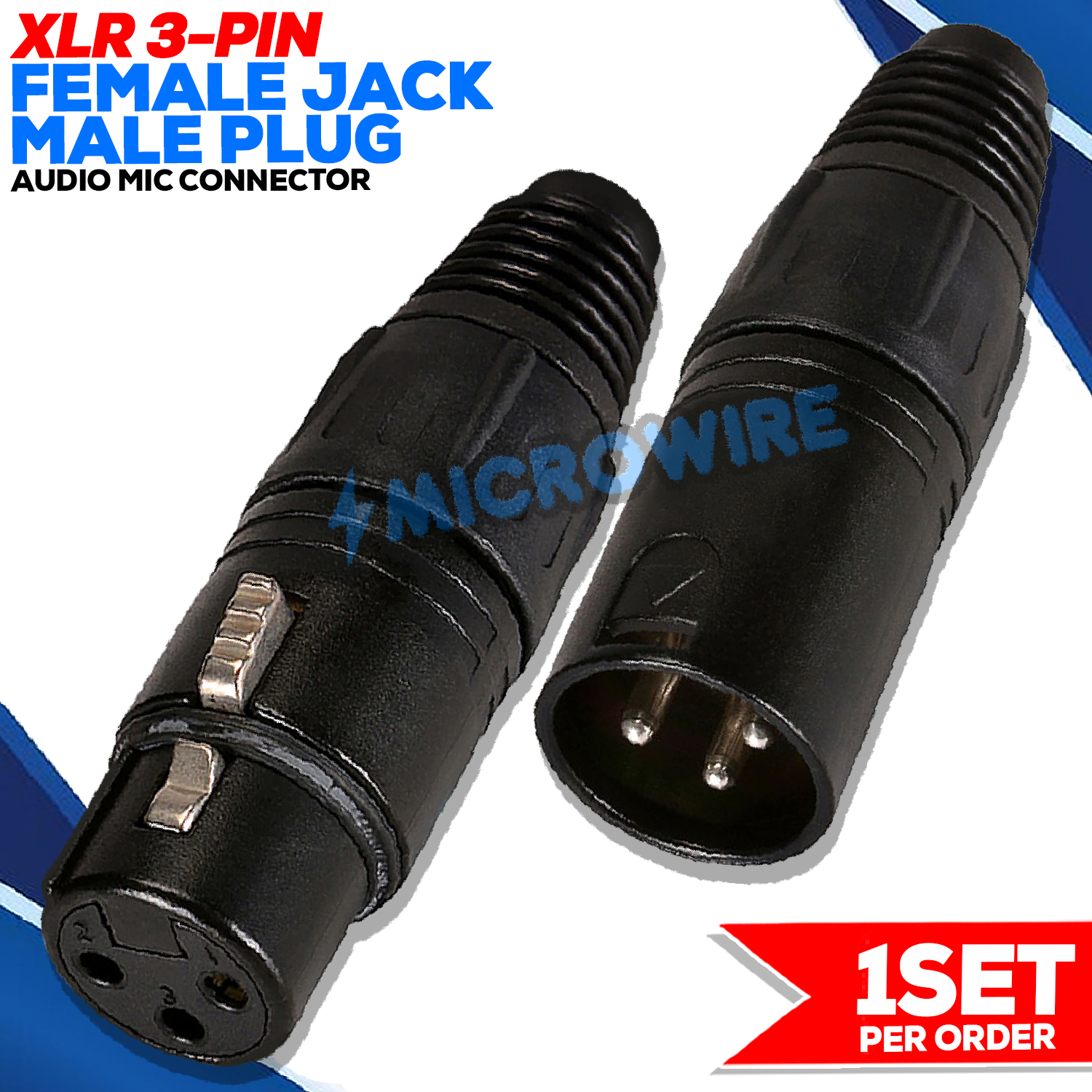 1 Pair XLR 3Pin Male Female DIY Audio Cable Plug Mic Connectors Solder ...