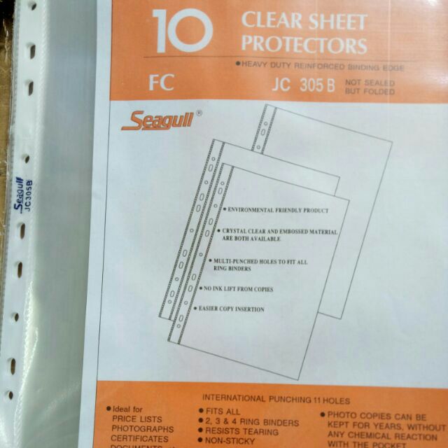 Seagull Clearsheet refill - Long 10's/pack - FOR BINDERS & ARCH FILEFzO ...
