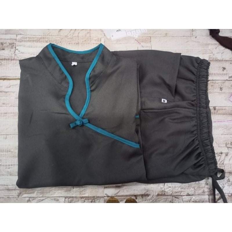 Scrubsuit Chinese Collar w/ Pipping (Pitch Twill) | Lazada PH