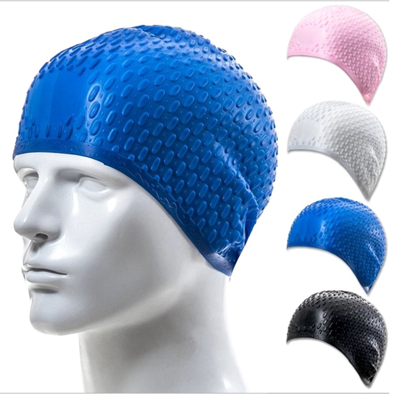 Silicone Waterproof Swimming Caps Protect Ears Long Hair Sports Swim ...