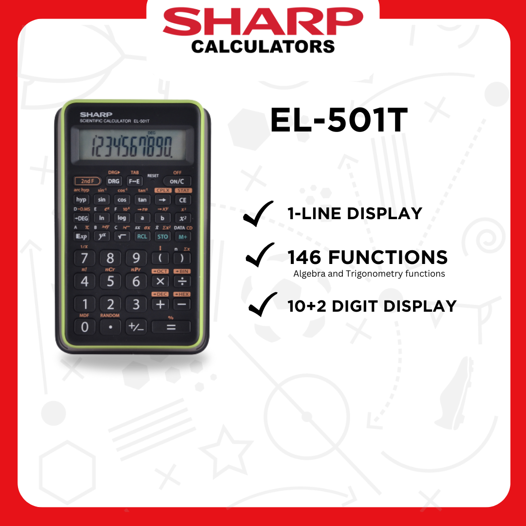 Sharp Scientific Calculator 146 Built-in Functions with Protective Case EL-501T (Green) | Lazada PH