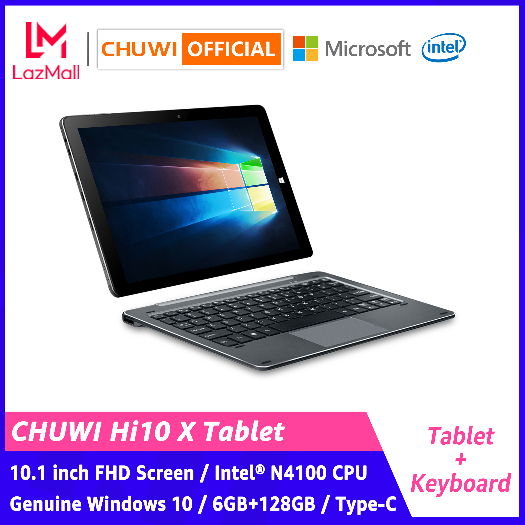 CHUWI Officialแท็บเล็ตพีซีHi10 X 2-In-1,แท็บเล็ตของแท้สำหรับWindows 10ขนาด10.1นิ้วหน้าจอ ...