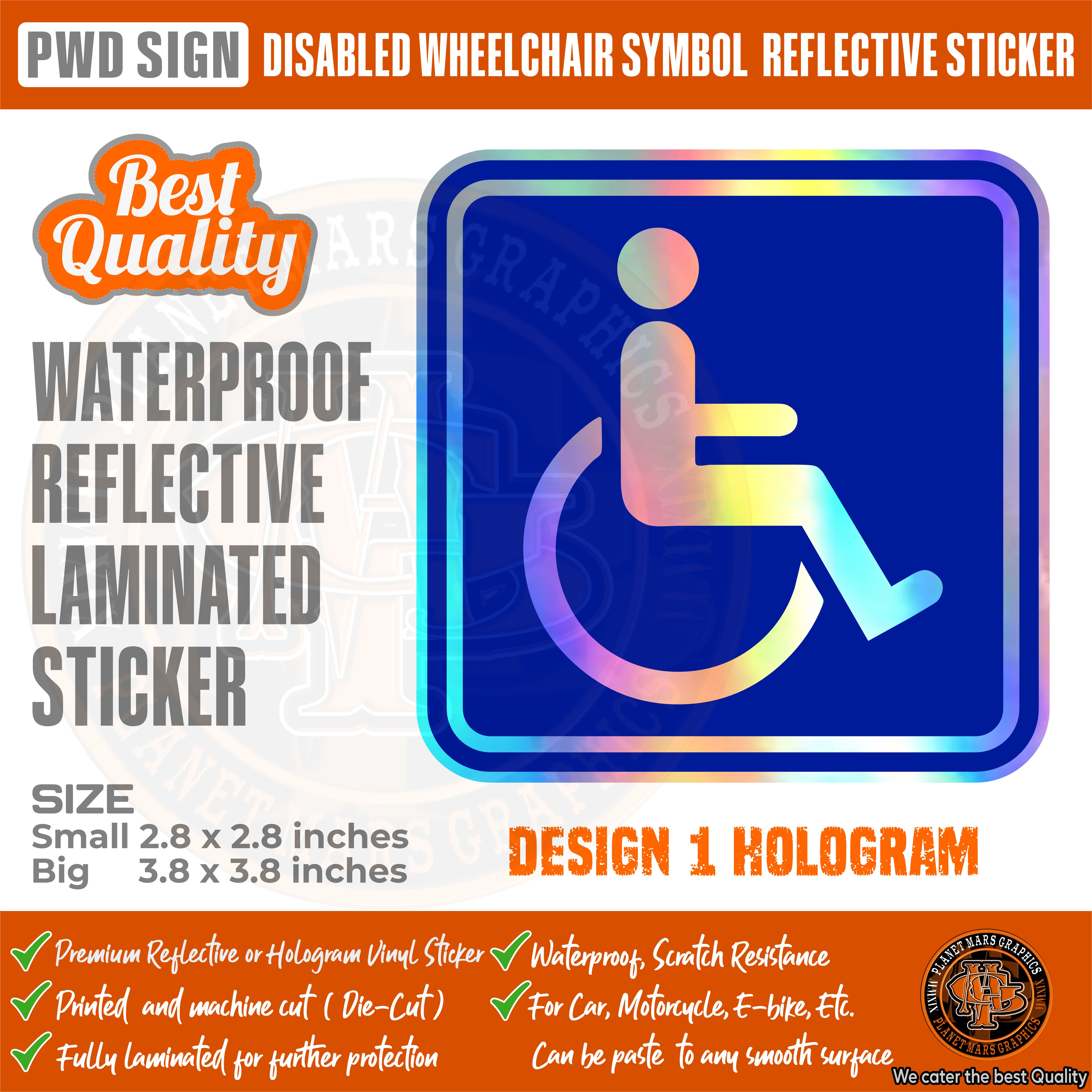 PWD DRIVER ON BOARD REFLECTIVE CAR STICKER SIGN Disabled Wheelchair ...