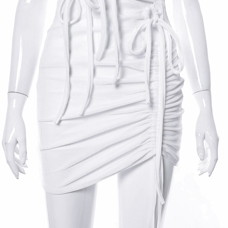 Tie Up Wrap Chest Cut Out Mini Dresses for Women White Midnight ...